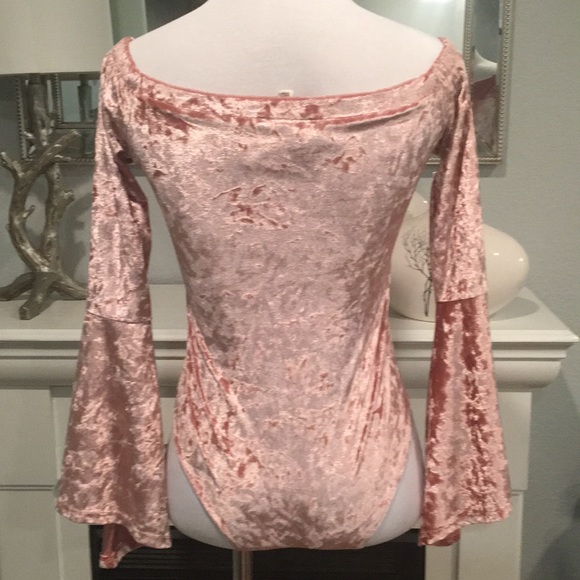 Rolla Costa | Tops | Blush Crushed Velvet Off The Shoulder Bodysuit ...